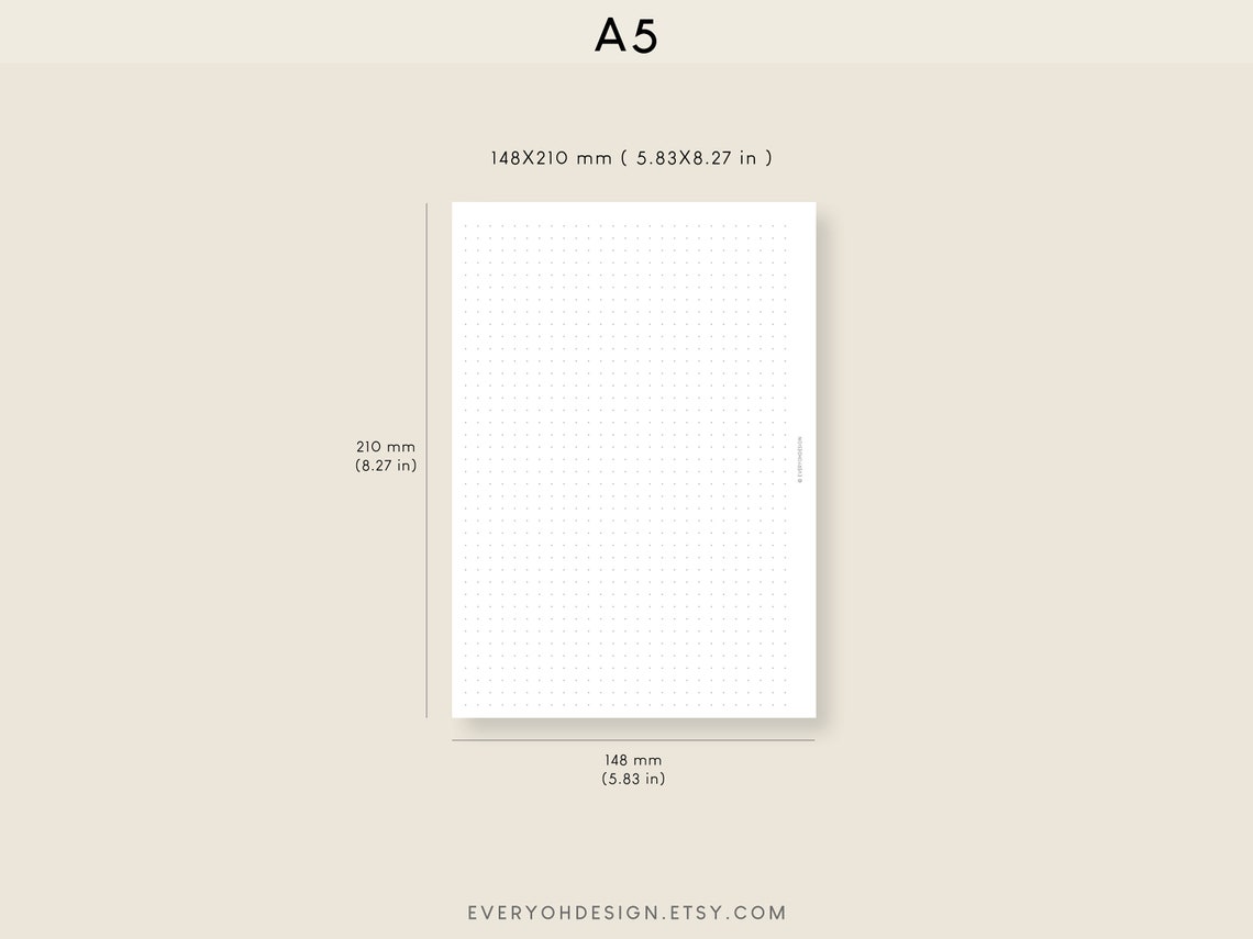 Printable Lined Dot Grid A5 Note Blank Paper Bullet Journal Dot Paper ...