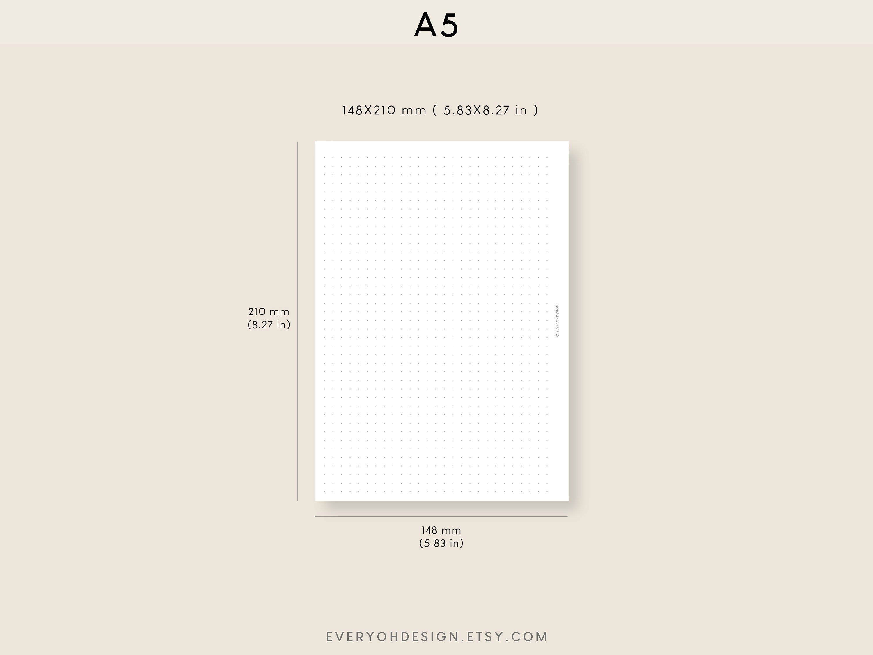 Printable Lined Dot Grid A5 Note Blank Paper Bullet Journal Dot Paper ...