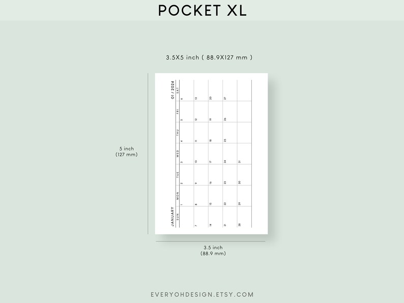 Pocket Plus(xl) 2025 Dated Monthly Planner | Calendar Printable Insert ...