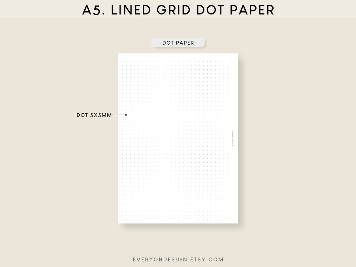 Printable Lined Dot Grid A5 Note Blank Paper Bullet Journal Dot Paper ...