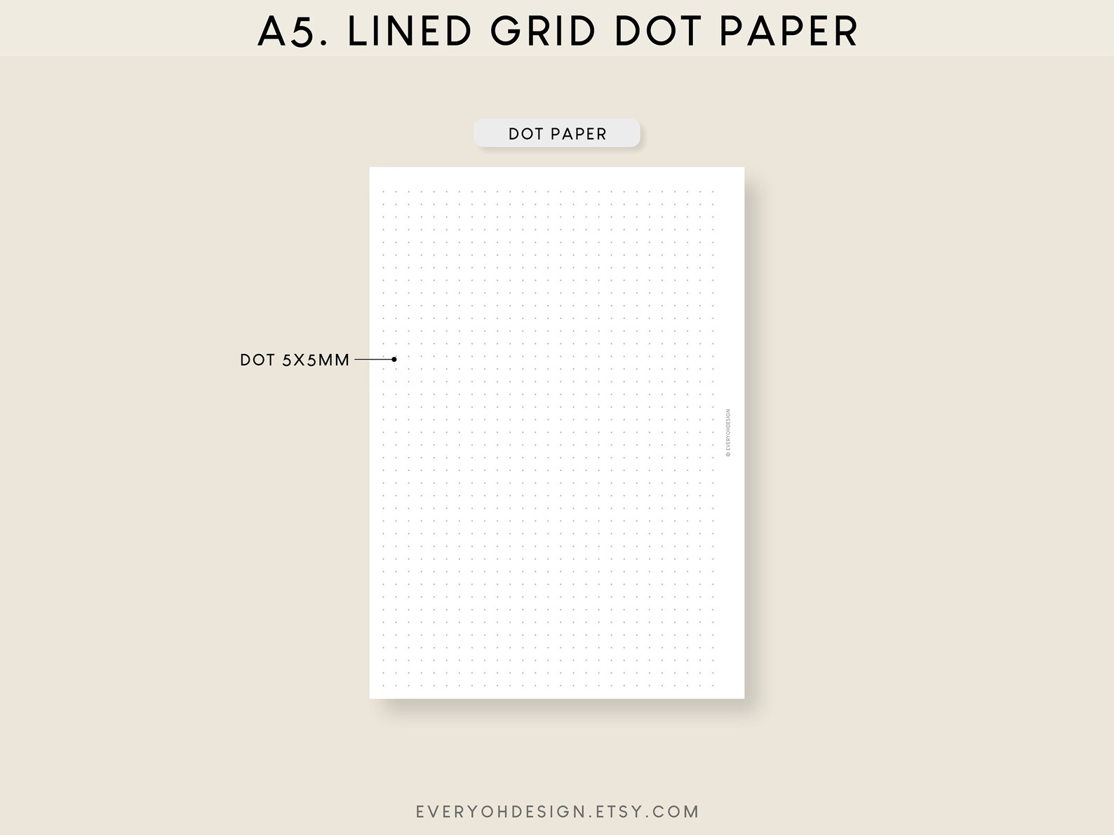 A5 Lined Grid Dot Paper: Printable Planner Inserts (PDF) - Etsy