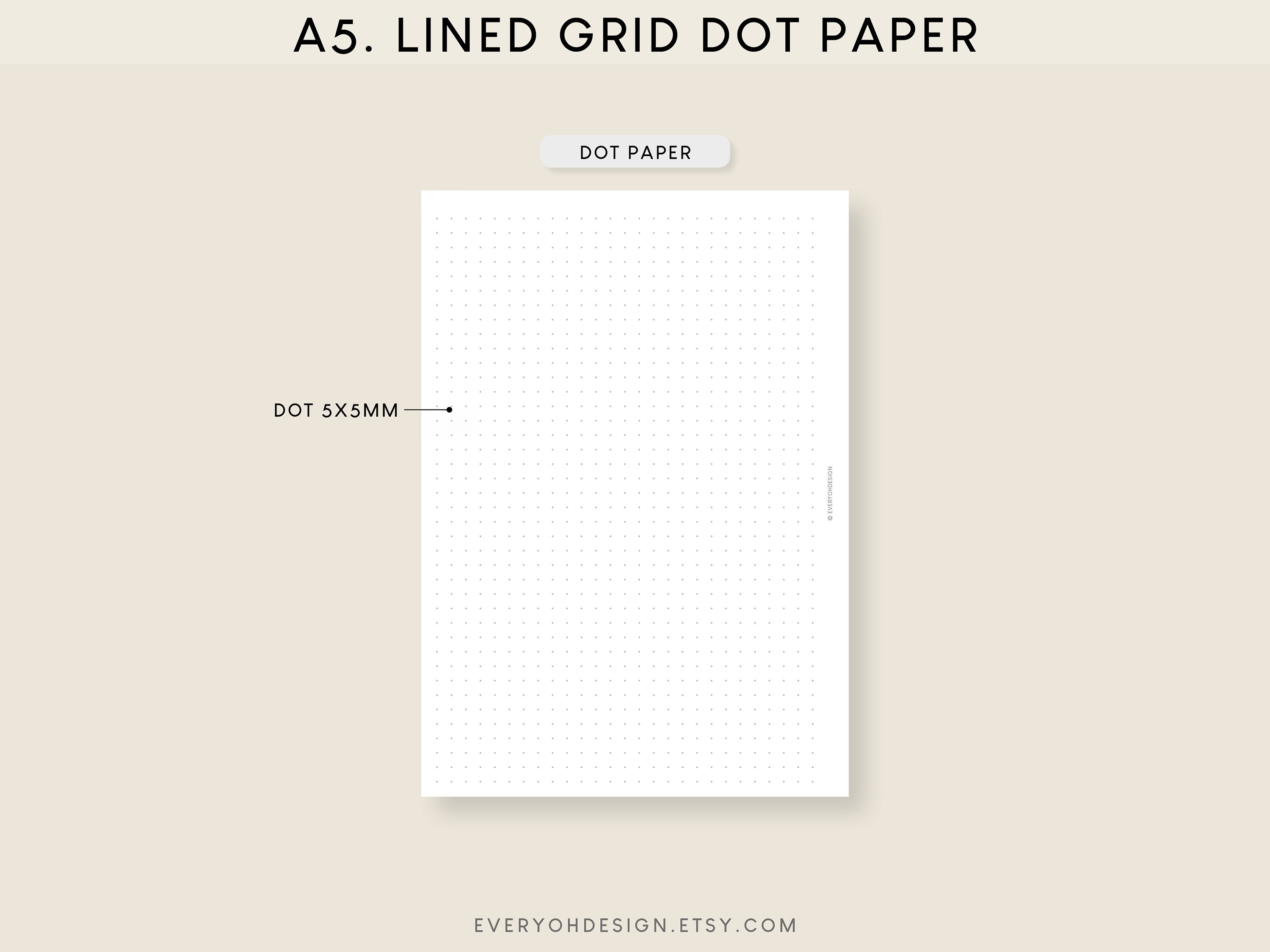 Printable Lined Dot Grid A5 Note Blank Paper Bullet Journal Dot Paper ...