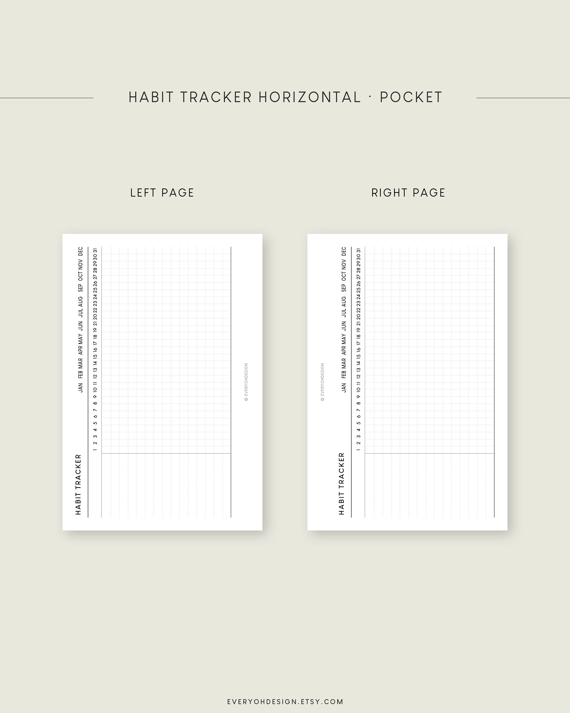 Pocket Monthly Habit Tracker Printable Inserts Minimalist Goal Tracking ...