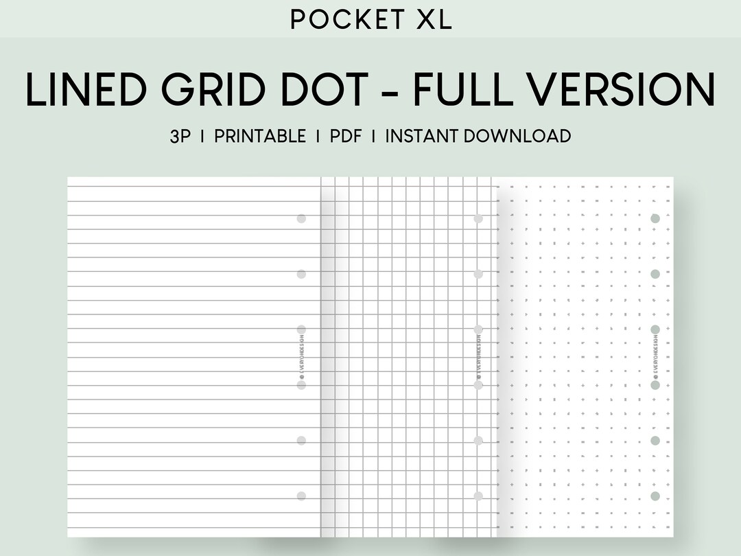 Lined Grid Dot Paper Full Pattern Version Pocket Plus Printable Inserts ...