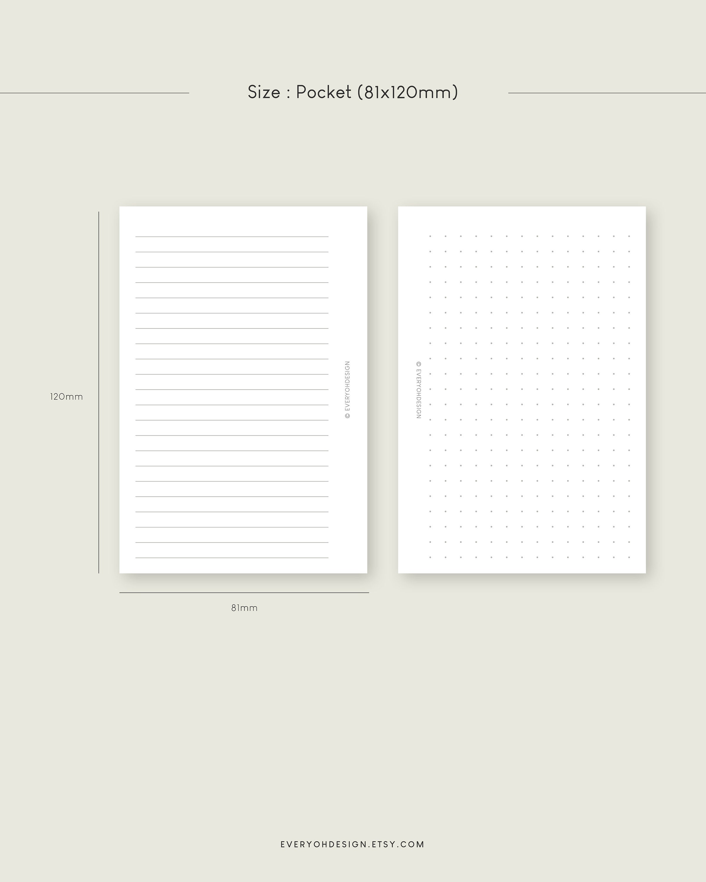 Lined Dot Grid Note Paper Pocket Inserts Printable Planner | Etsy