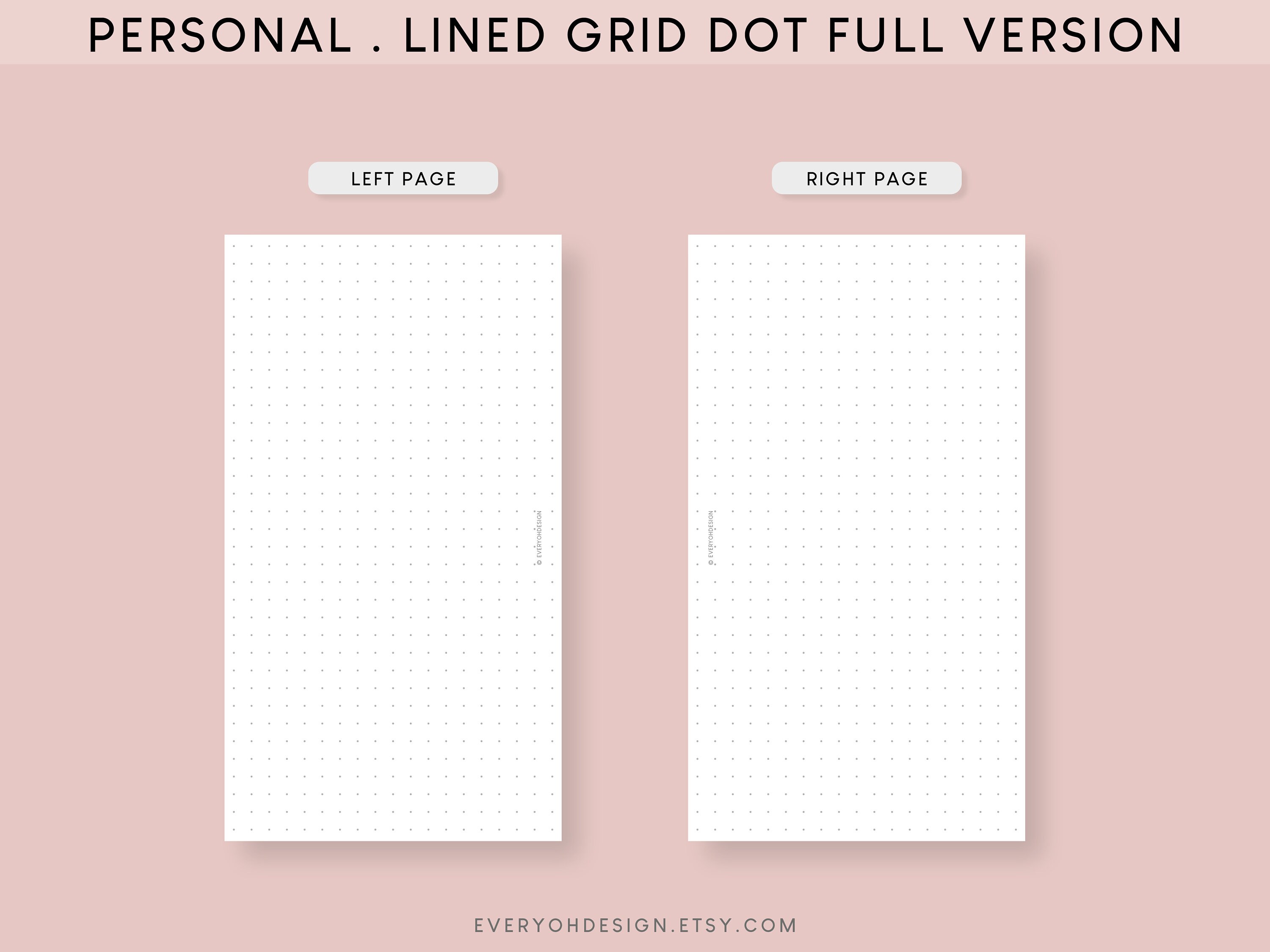 Lined Grid Dot Paper Full Pattern Version Personal Printable Inserts ...