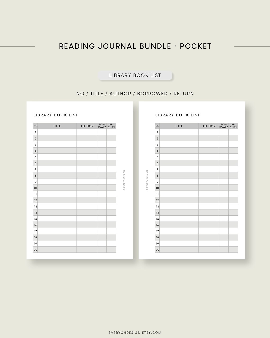 Pocket Reading Journal Bundle Printable Inserts Book Planner - Etsy Canada