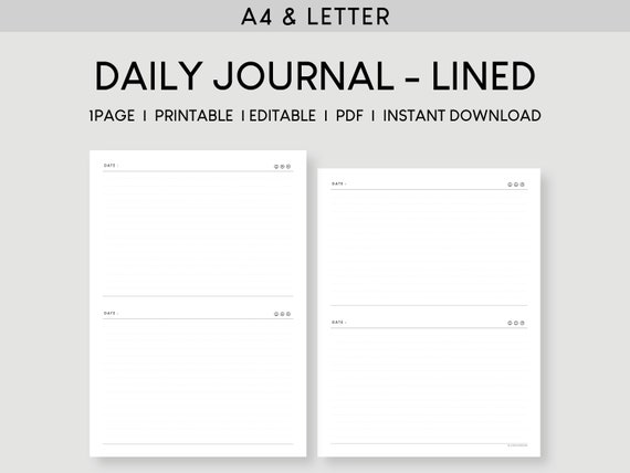 A4 & Letter Diary Printable Planner A Page on Two Day - Etsy