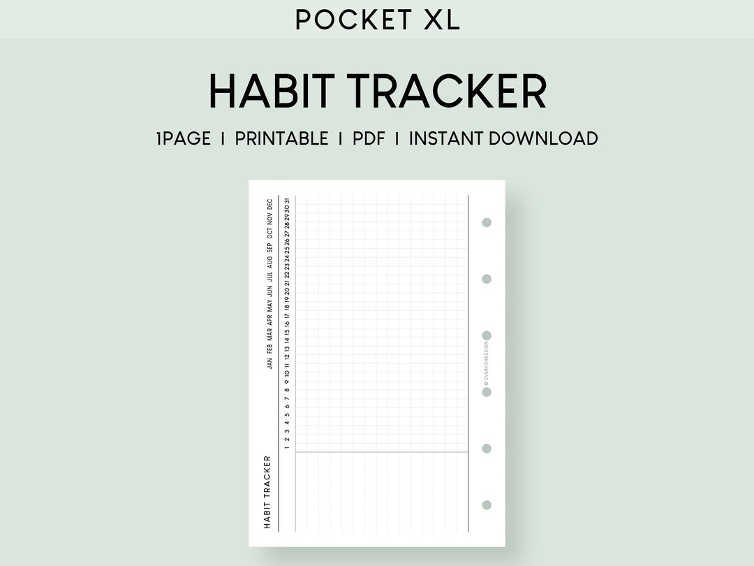 Pocket Plus(xl) Habit Tracker Printable Inserts | Monthly Goal Planner ...