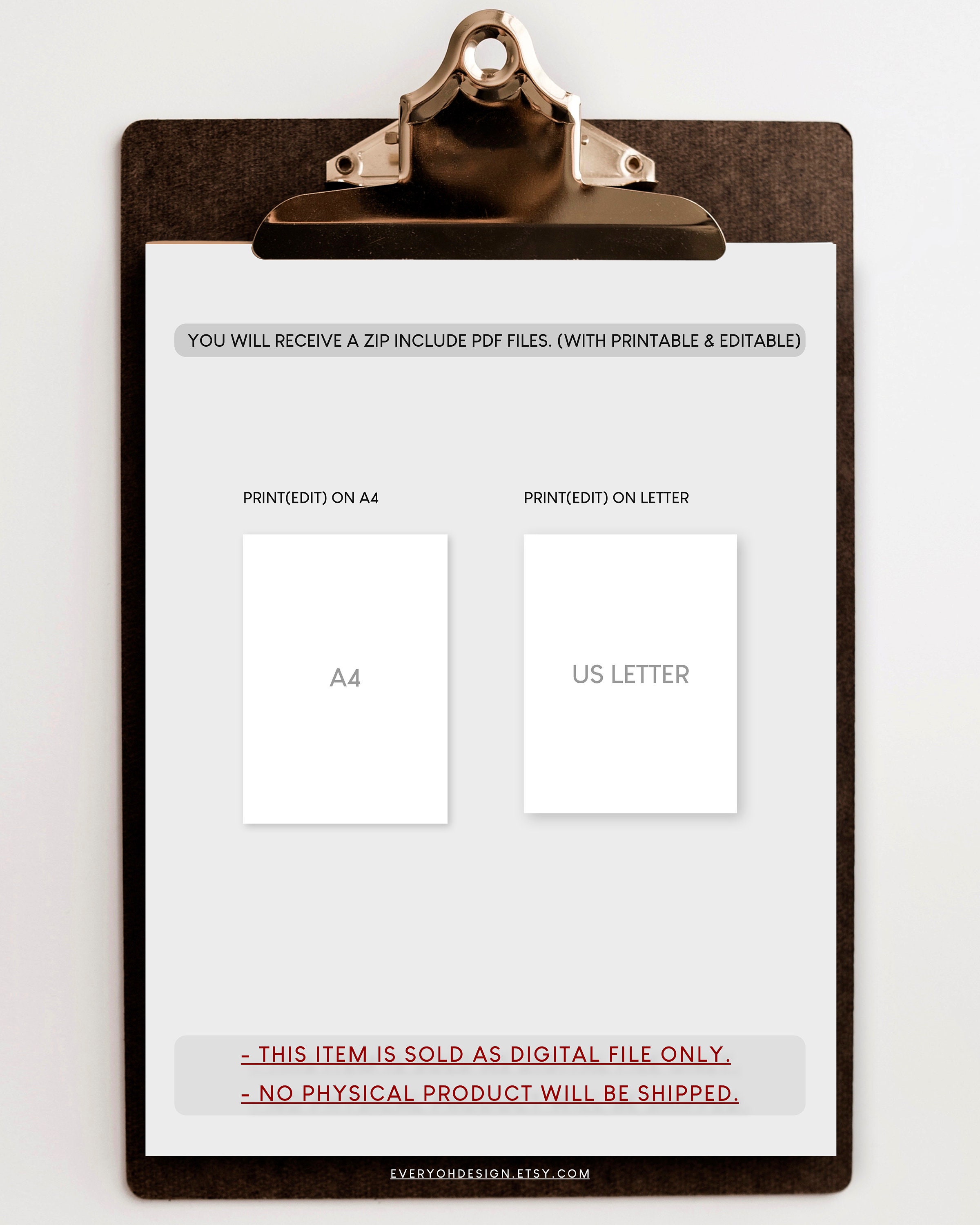 Weekly Horizontal Printable Planner A4 & Letter | Editable Week on One ...
