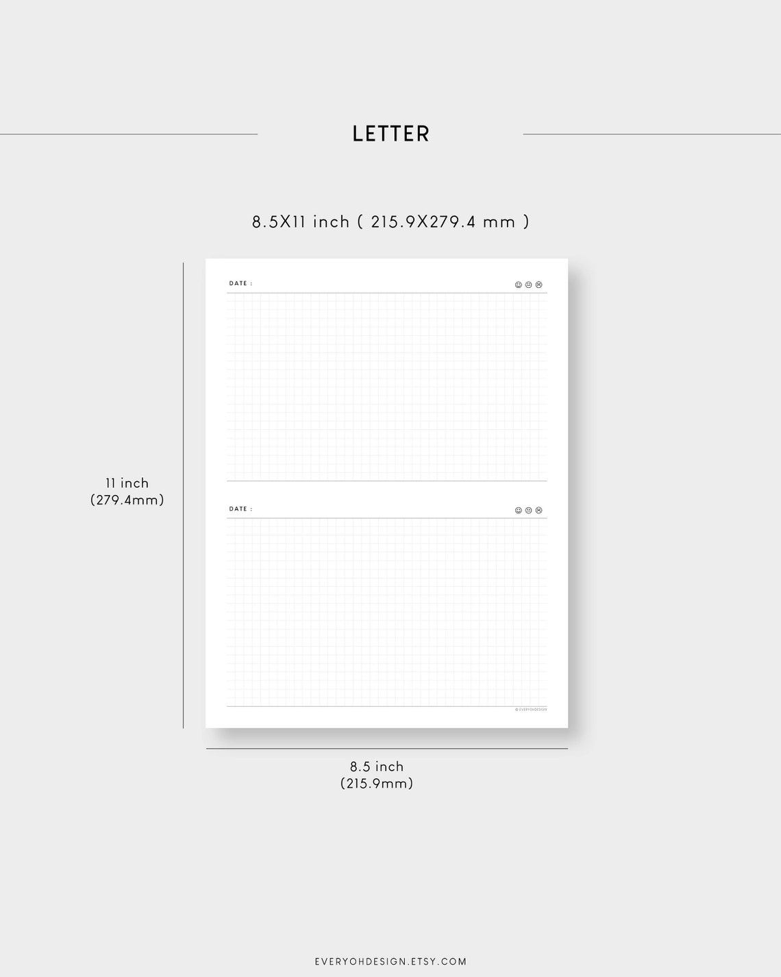 A4 & Letter Printable Daily Journal Undated Planner Diary Log Editable ...