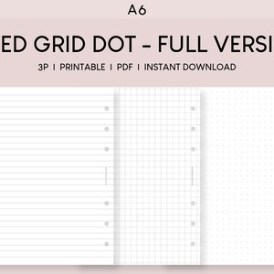 A6 Lined Grid Dot Paper Inserts | Notes Template (printable PDF) - Etsy