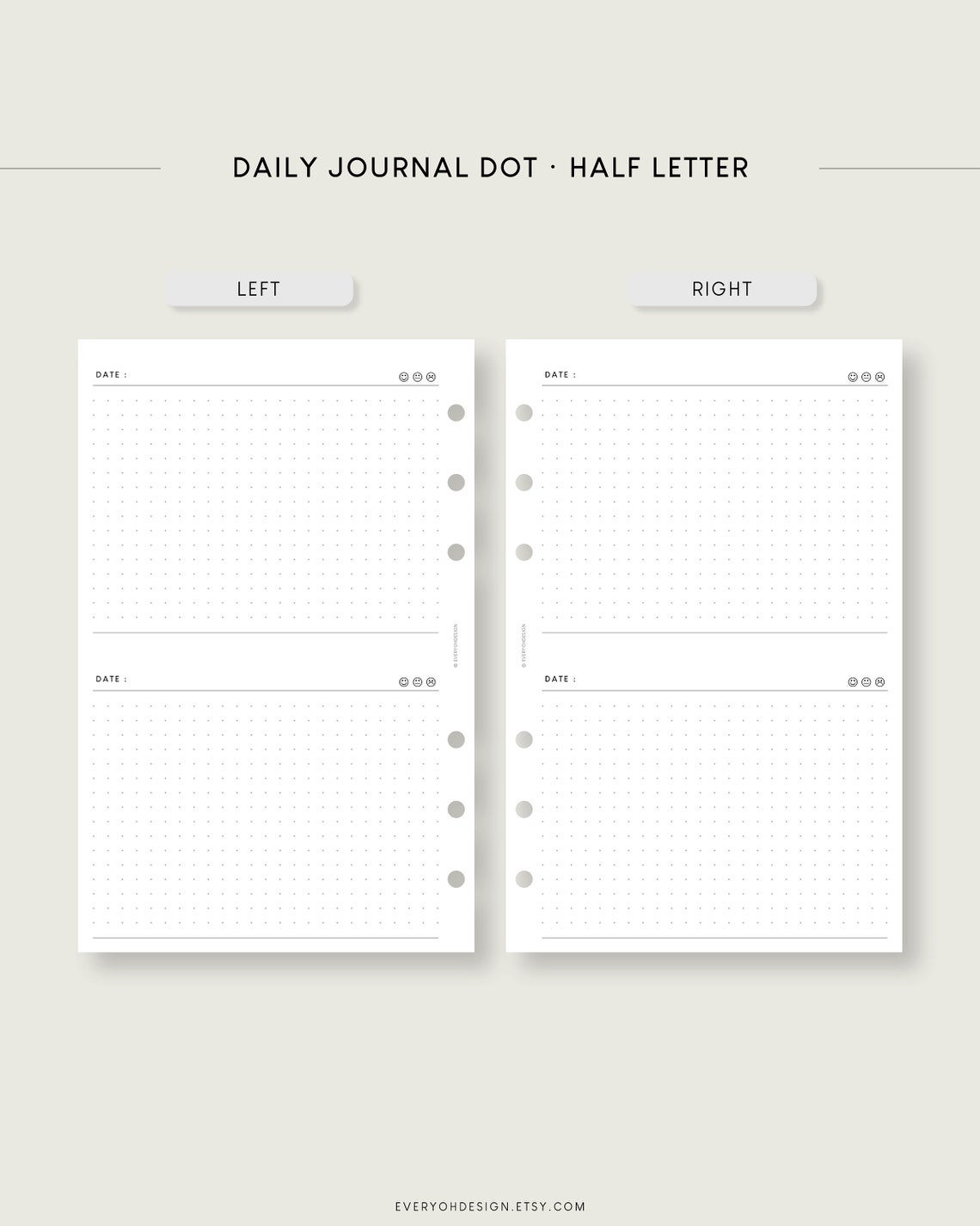 Half Letter Daily Dot Journal Printable Insert Minimalist - Etsy