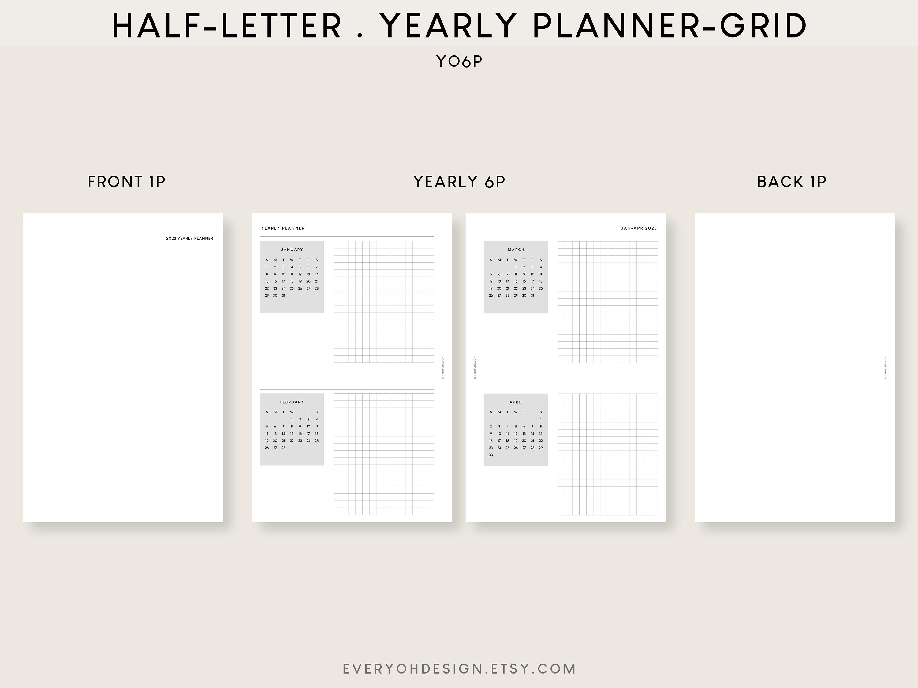 2022 2023 Yearly Planner Calendar Printable Inserts Editable - Etsy