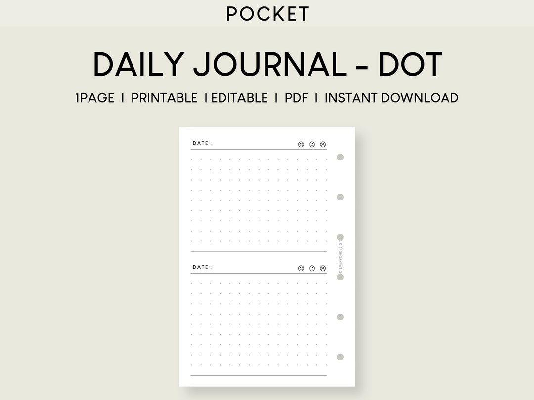 Pocket Daily Dot Journal Printable: One Page Two Day (PDF) - Etsy