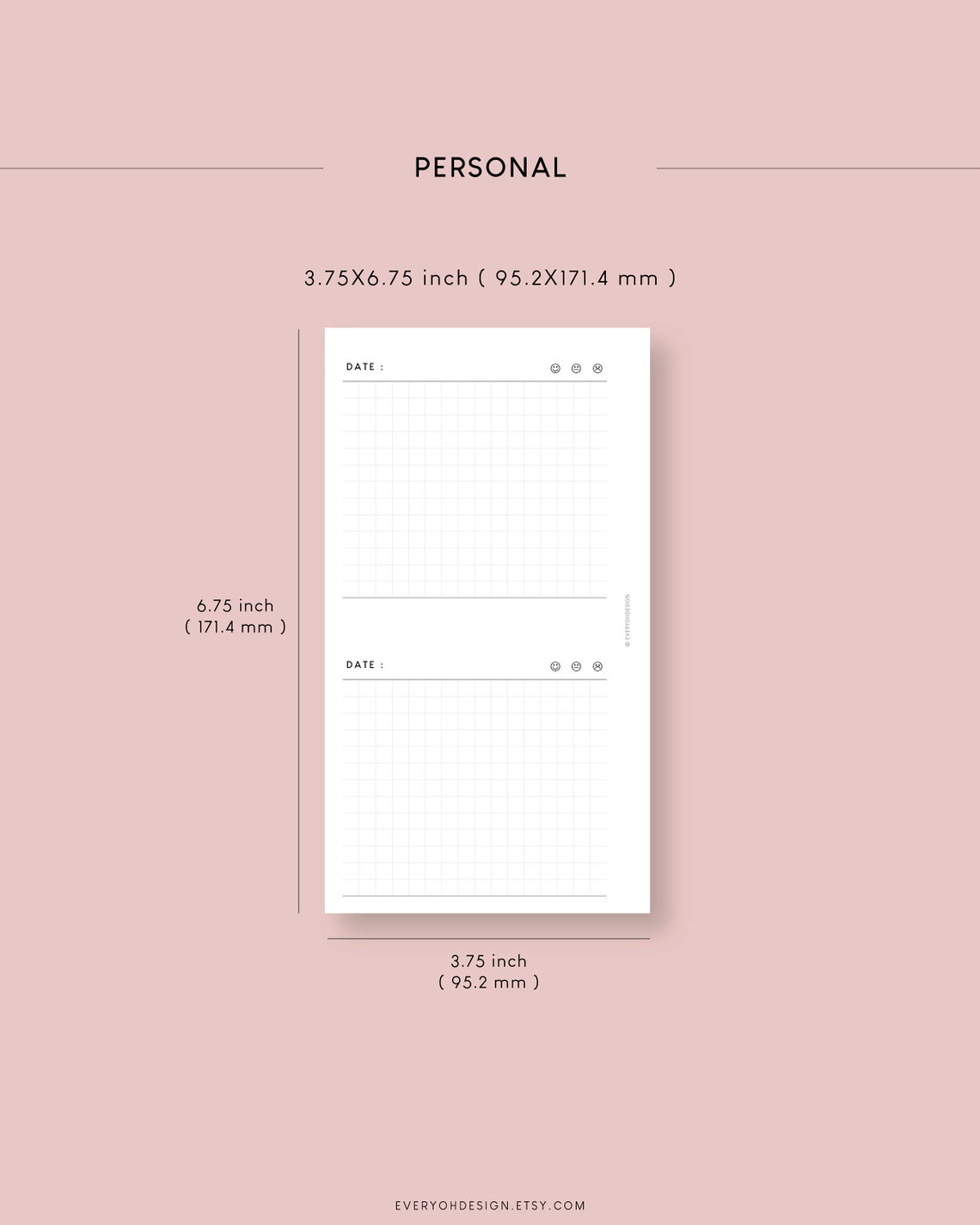Personal Diary Template: Daily Grid Journal Insert (printable, Editable ...