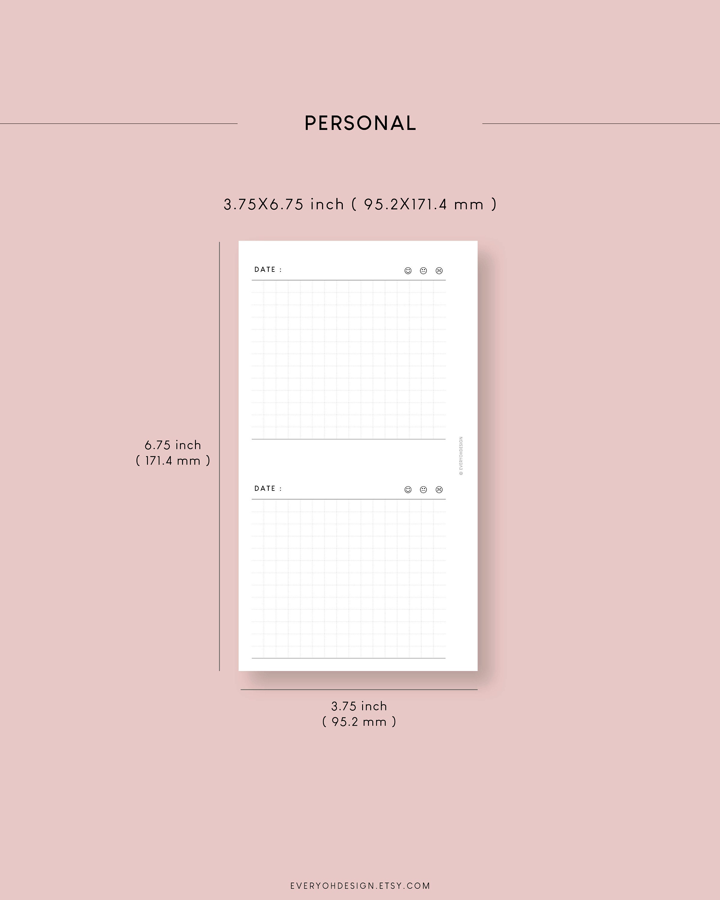 Personal Diary Template: Daily Grid Journal Insert (printable, Editable ...