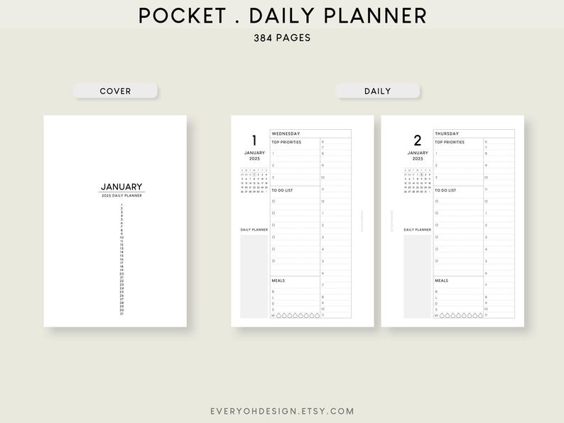 2025 Dated Daily Planner With Calendar Printable Insert Hourly ...