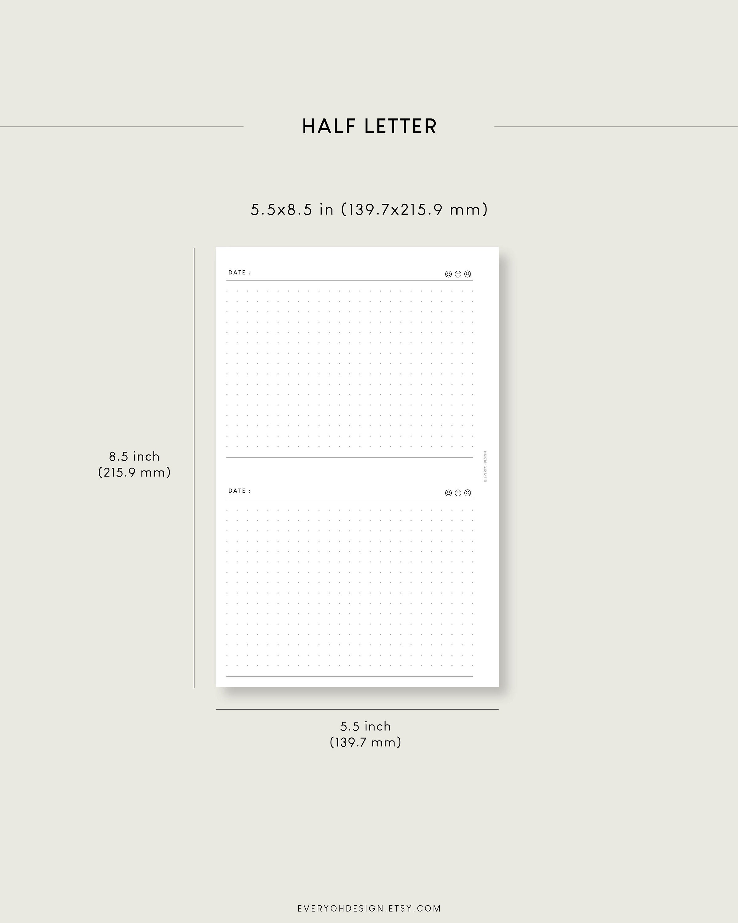 Half Letter Daily Dot Journal Printable Insert Minimalist - Etsy
