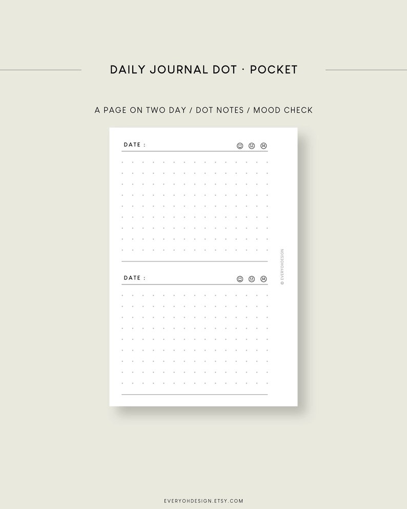 Pocket Daily Dot Journal Printable Planner Diary Template - Etsy