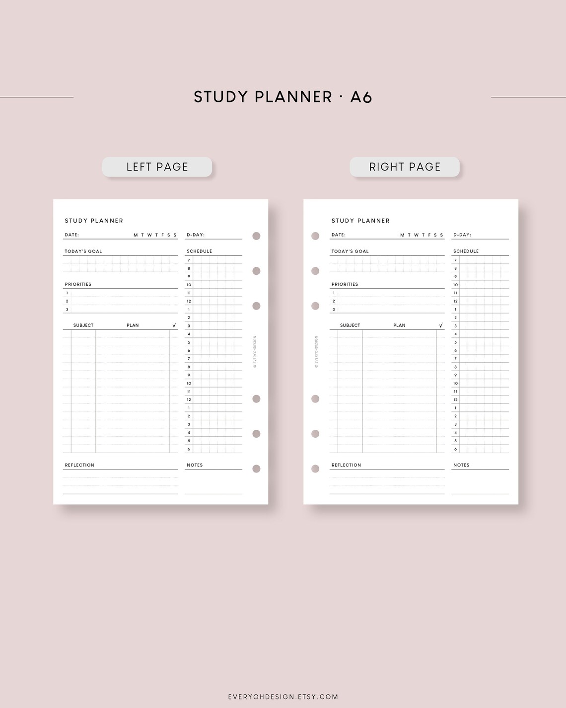 Student Study Planner A6 Printable Insert 24 Hour 10 Minutes | Etsy