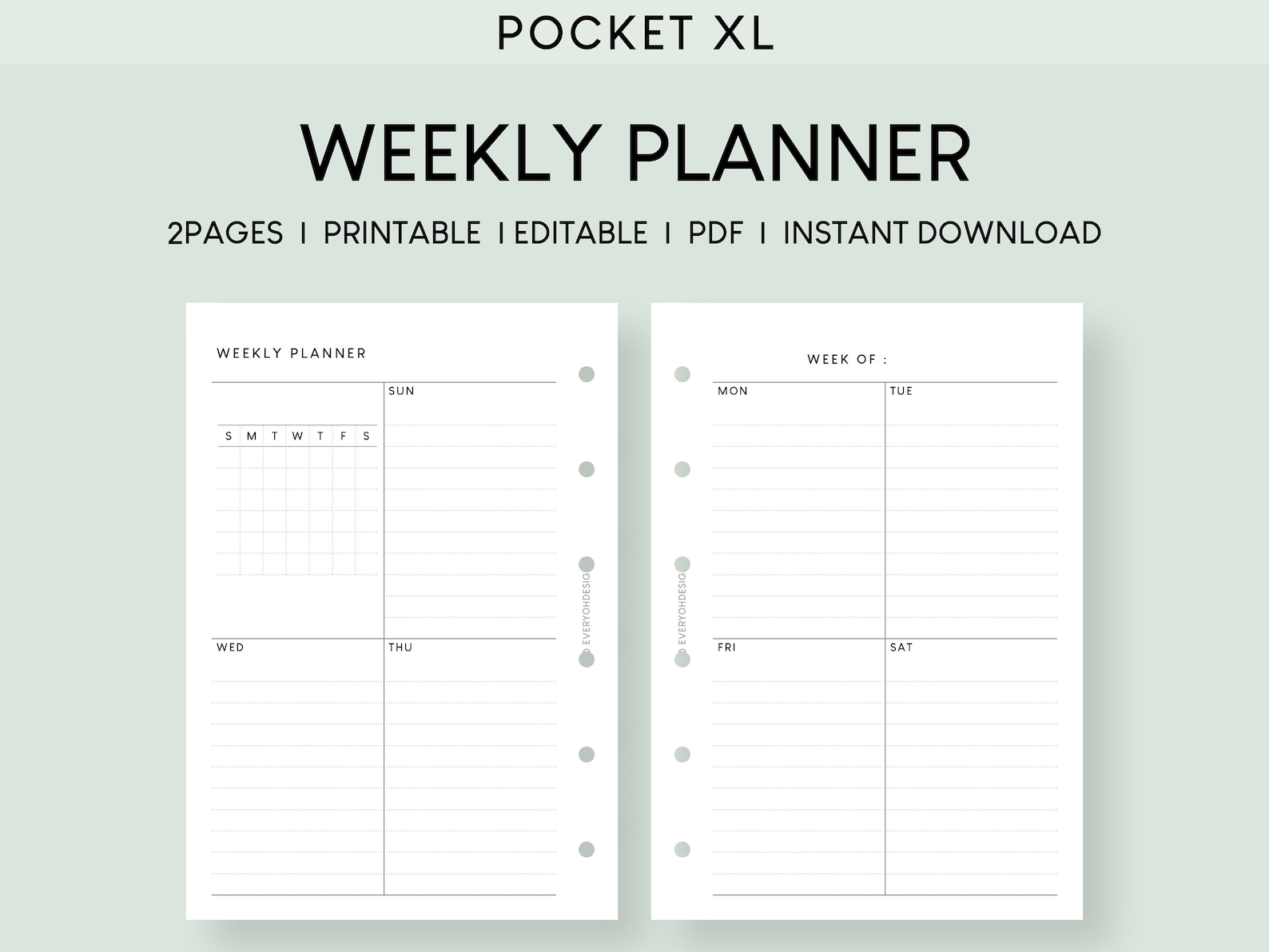 Weekly Planner With Calendar(blank) Pocket Plus Inserts | Printable ...