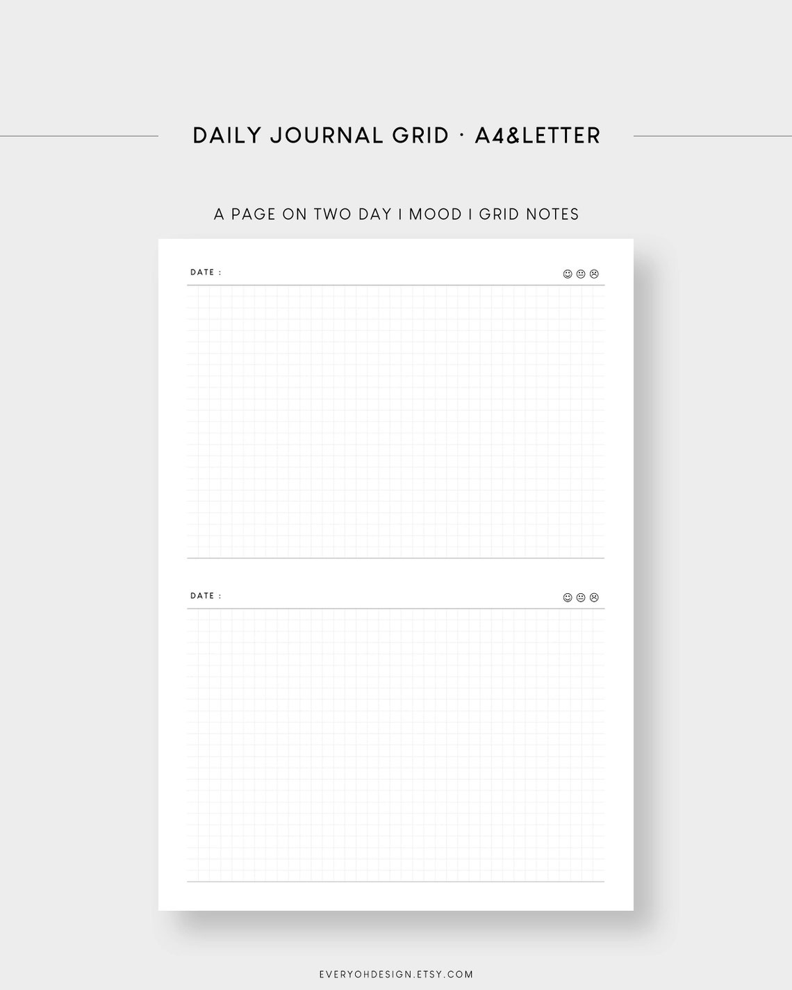 A4 & Letter Printable Daily Journal Undated Planner Diary Log Editable ...