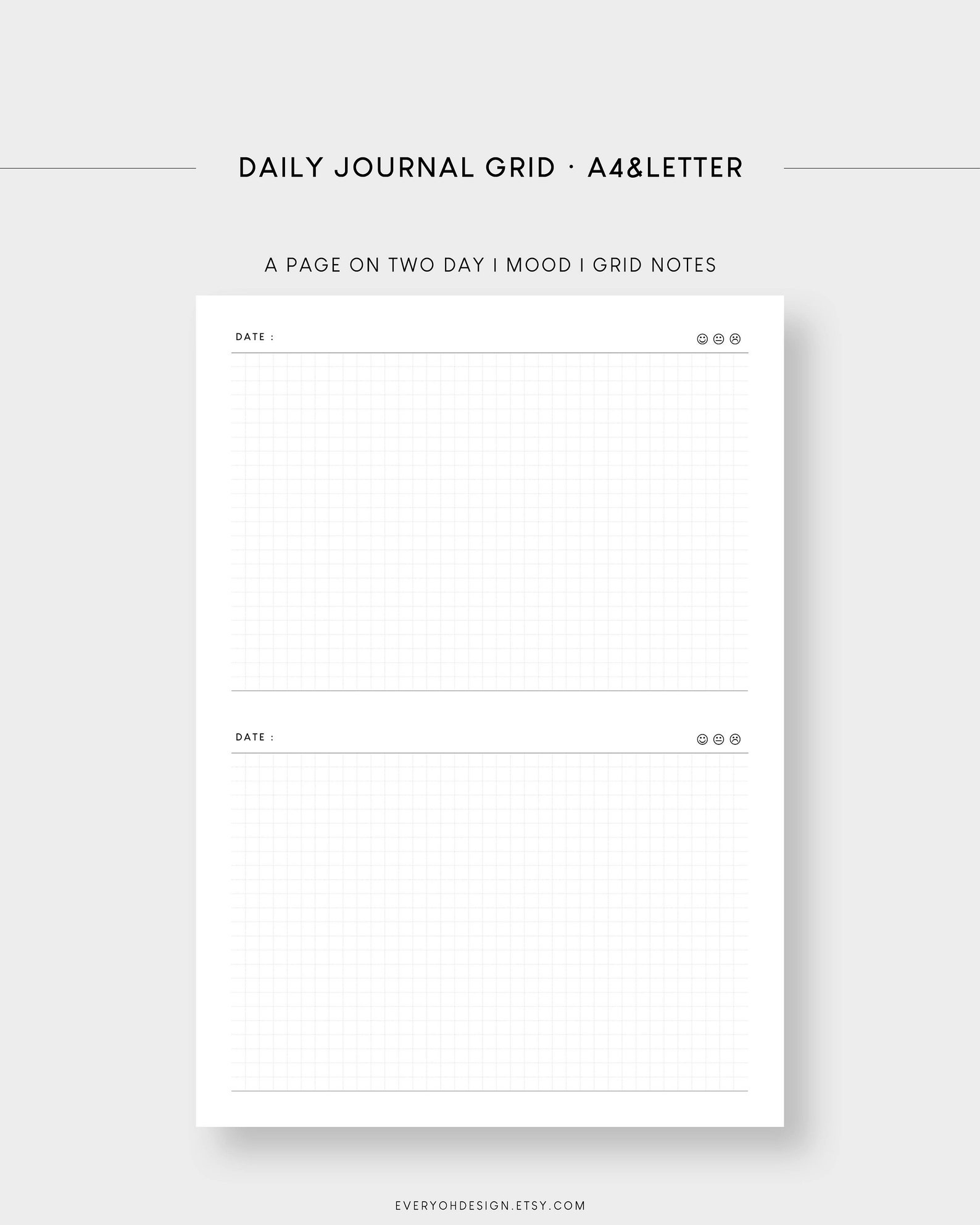 A4 & Letter Printable Daily Journal Undated Planner Diary Log Editable ...