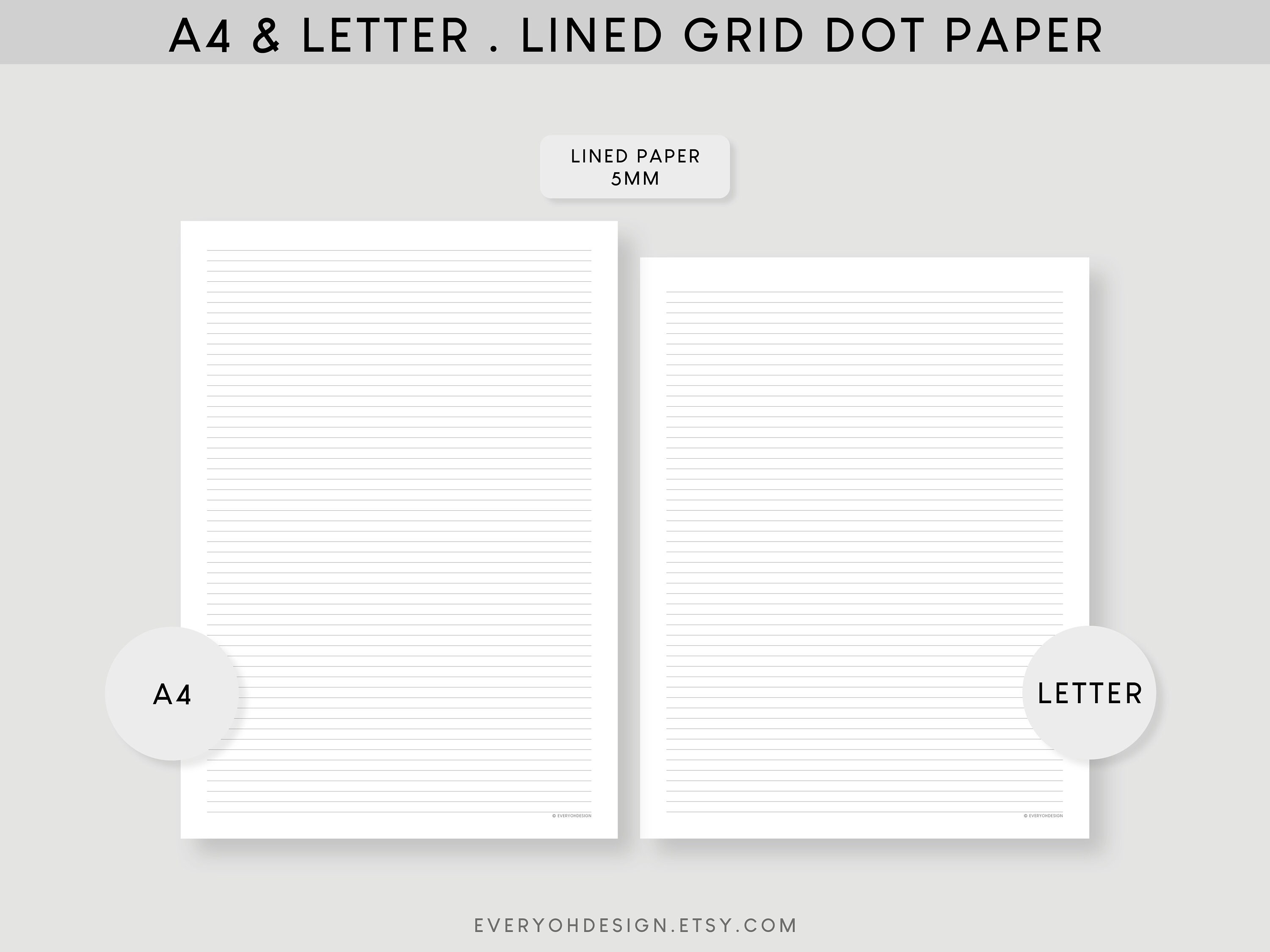 Printable Lined Dot Grid Paper A4 US Letter Blank Note - Etsy