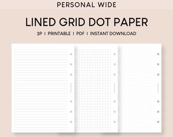 Personal Wide Ring Printable Note Pages Dotted Grid Lined - Etsy