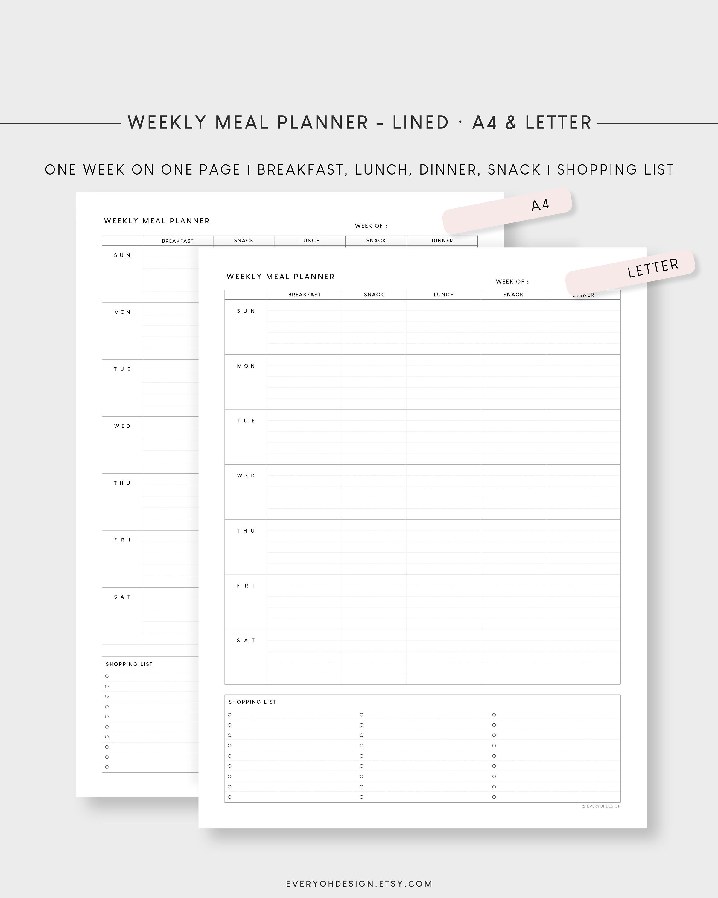 Meal Planning Weekly Planner A4 & Letter Keto Diet Plan Printable Edit ...