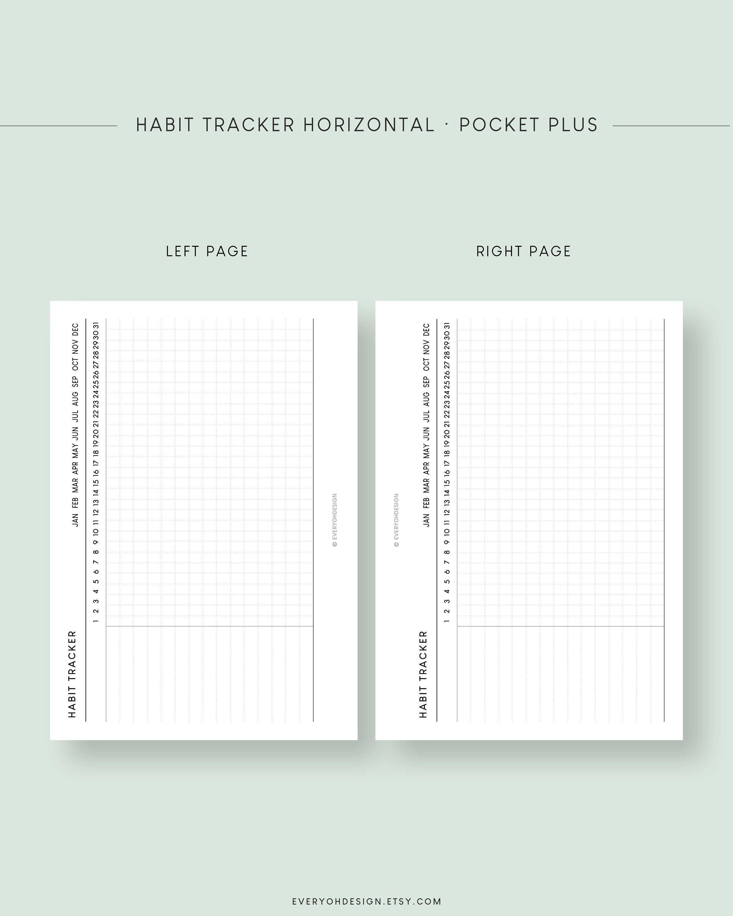 Pocket Plusxl Habit Tracker Printable Inserts Monthly Goal Planner ...