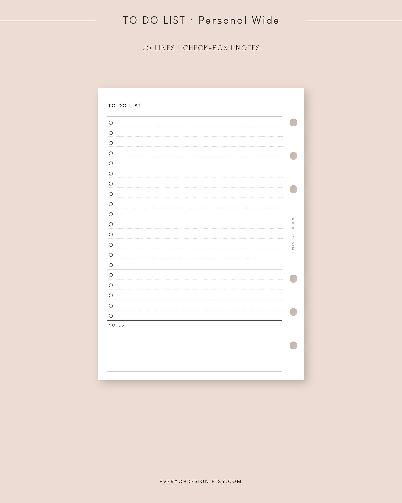 Personal Wide to Do List Insert Printable Minimalist Task Planner ...