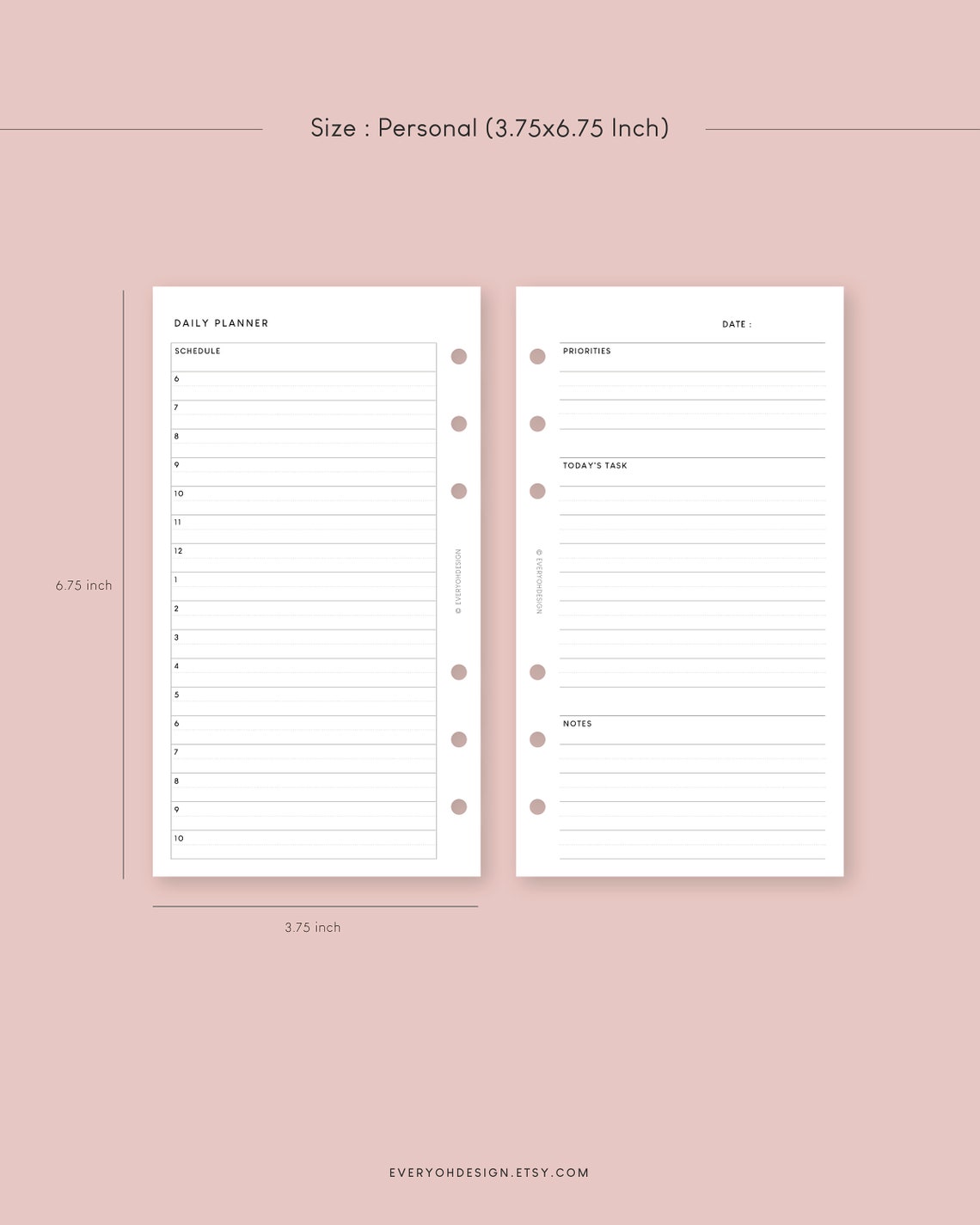 Printable Undated Daily Planner Personal Minimalist Fillable - Etsy