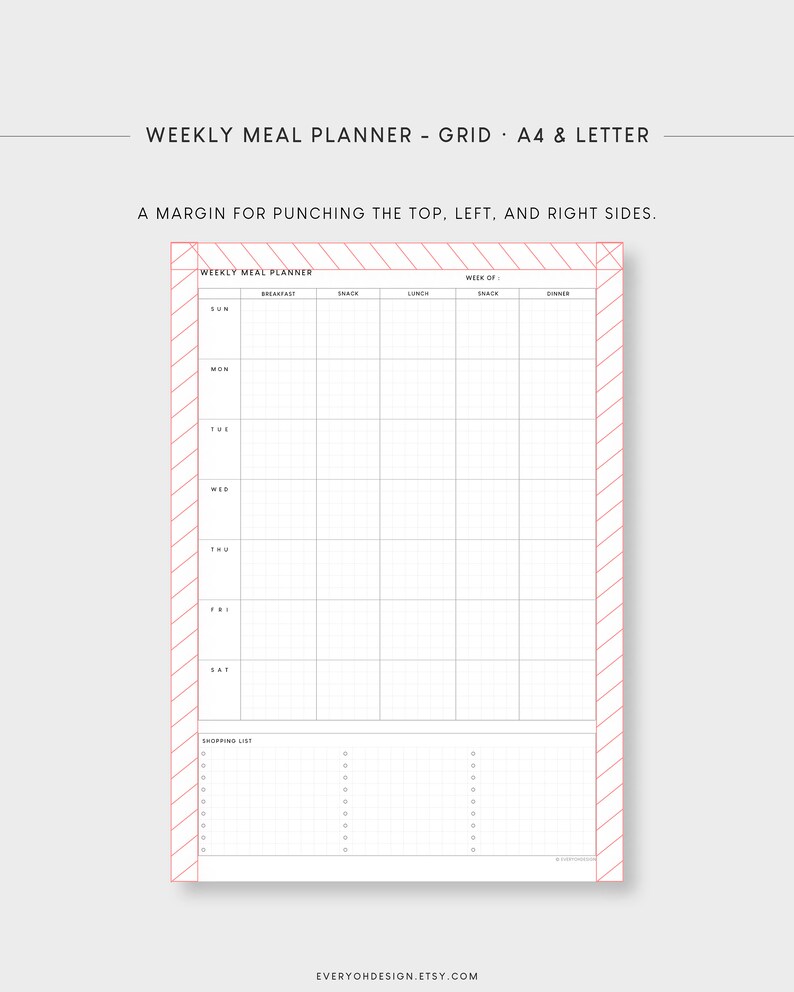 Meal Planning Weekly Planner A4 & Letter Minimalist Printable Inserts ...