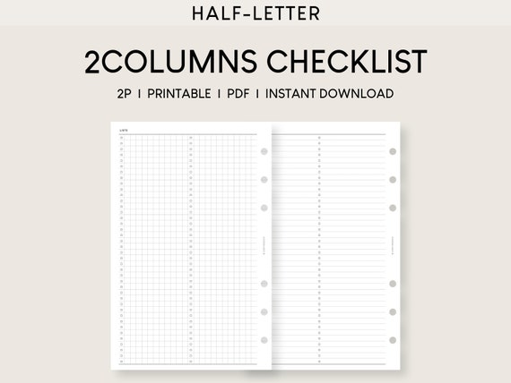 Blank Lists Grid & Lined Half-letter Printable Planner - Etsy