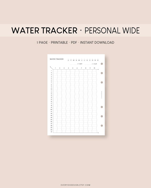 Water Intake Tracker Printable Personal Wide Inserts Monthly | Etsy UK