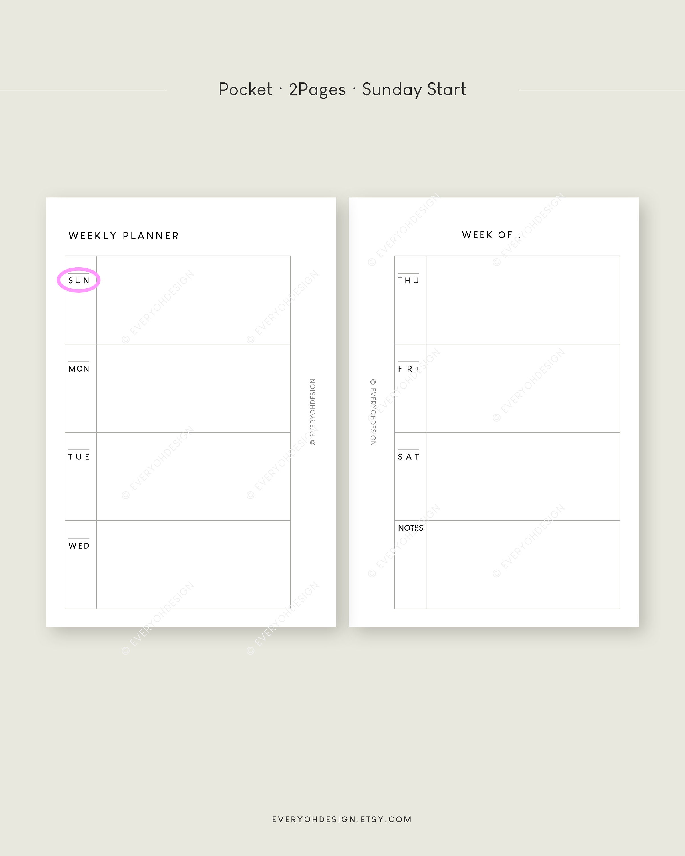 Printable Undated Weekly Planner Pocket | Weekly Pocket Fillable ...