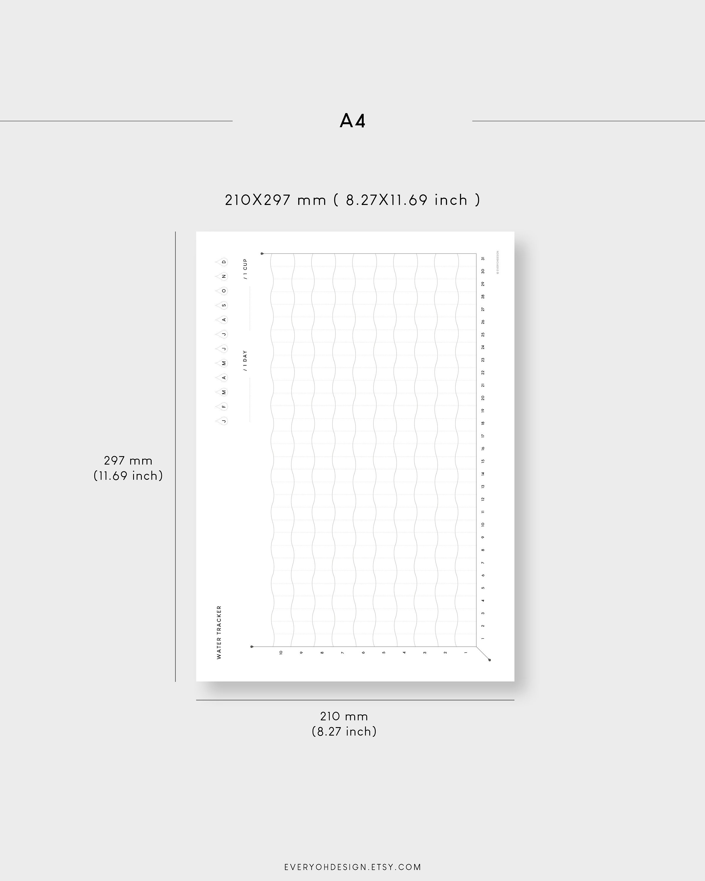Water Intake Tracker Printable A4 & Letter | 30 Day Hydration Tracking ...