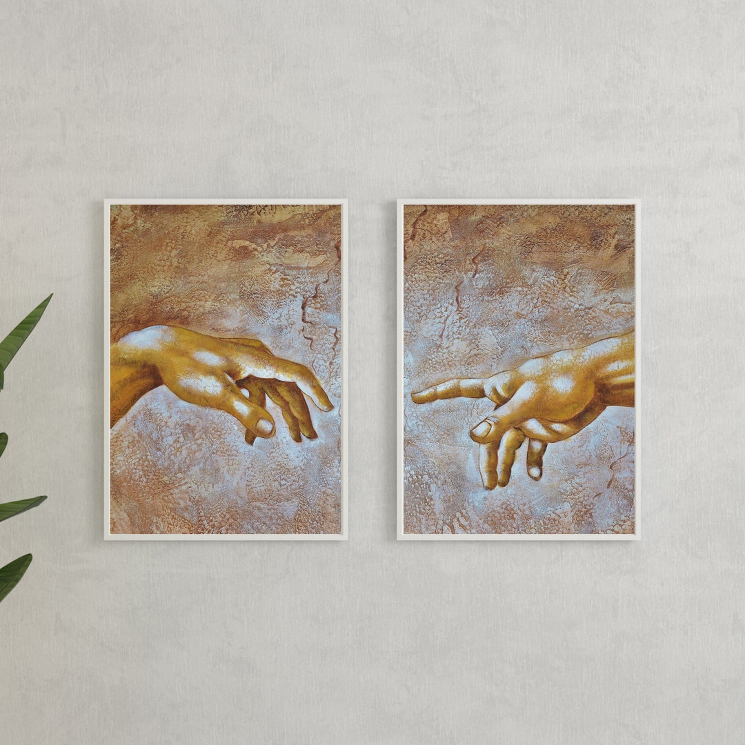 Hands of God the Creation of Adam Set of Two Posters Artwork - Etsy