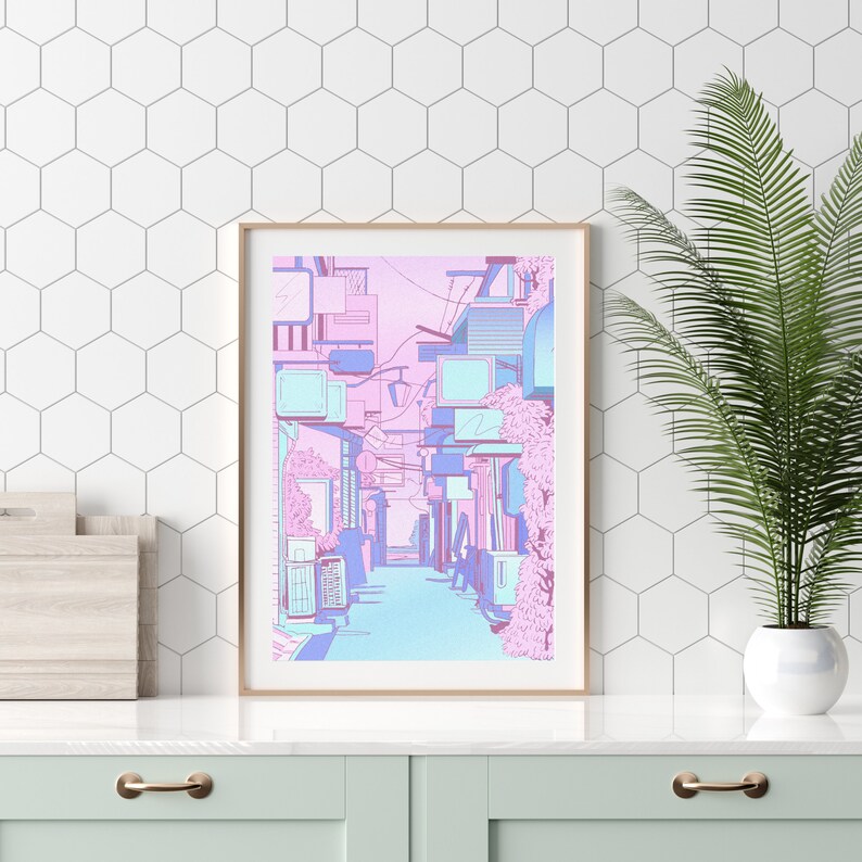 Anime Aesthetic City Scape A3 Poster Artwork - Etsy