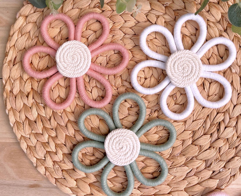 Macrame Flower Wall Decor Set of 3 Macrame Decor Nursery - Etsy