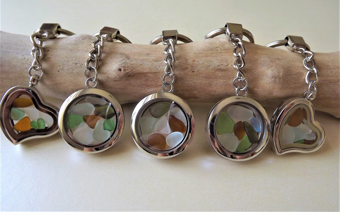 Locket Sea Glass Key Rings, Genuine Sea Glass From Cornwall - Etsy UK