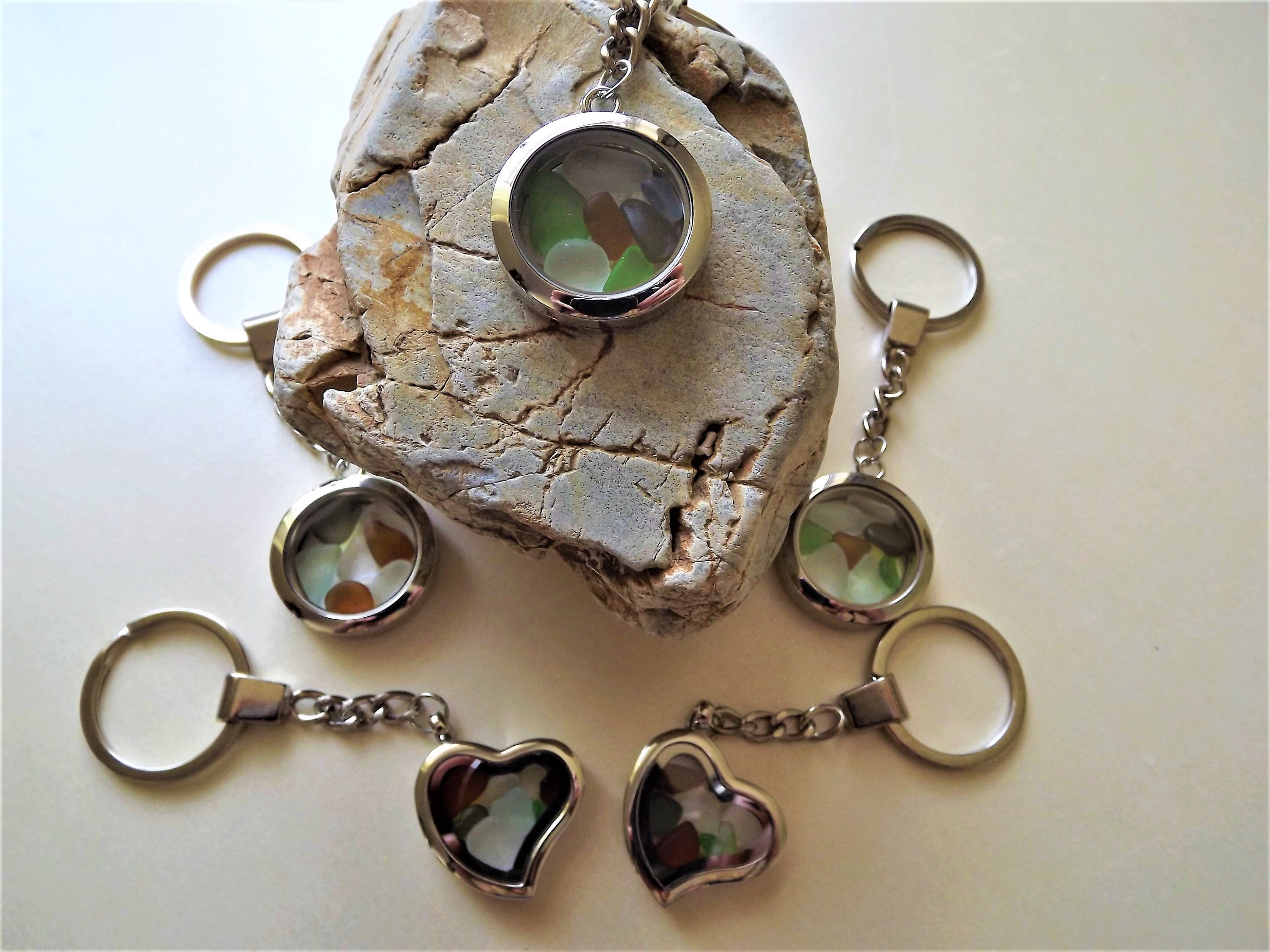 Locket Sea Glass Key Rings, Genuine Sea Glass From Cornwall - Etsy UK