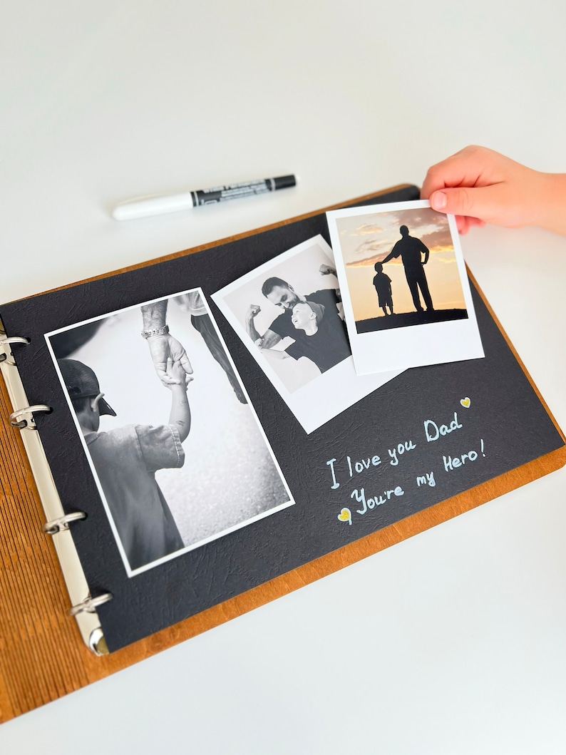 First Father's Day Gift | Wooden Polaroid Photo Album | Gift for Dad ...