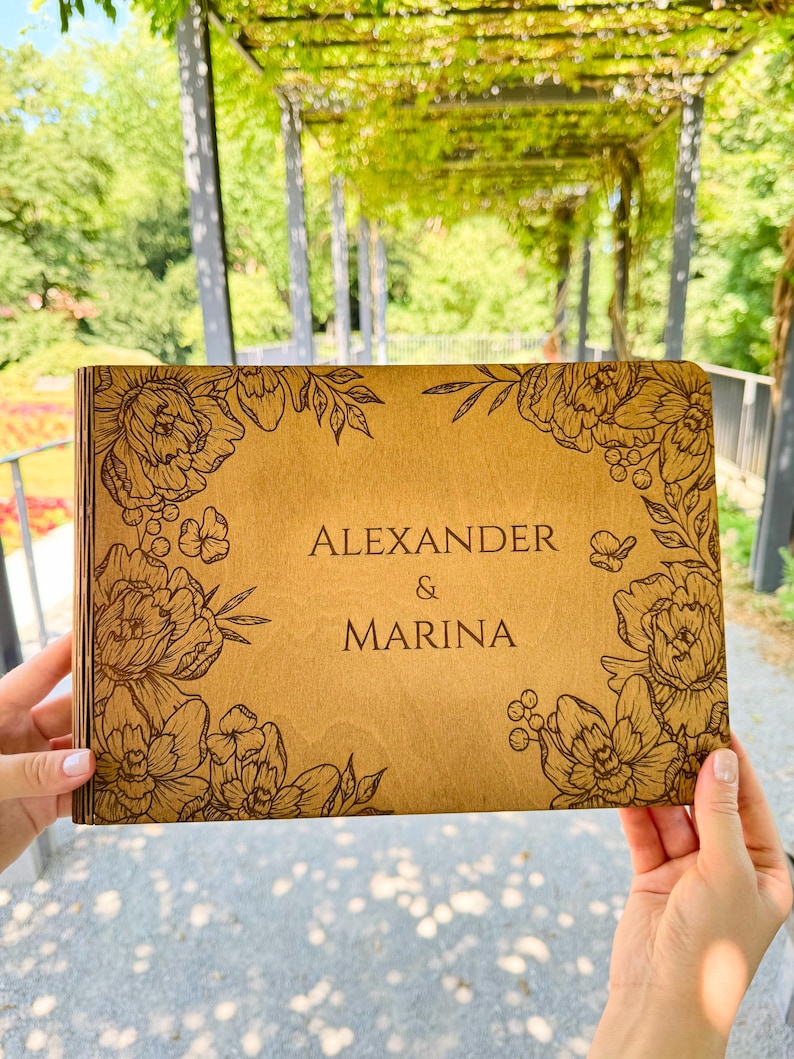 Trend 2026 - Personalized Wedding Guest Book Polaroid Album, Wooden ...