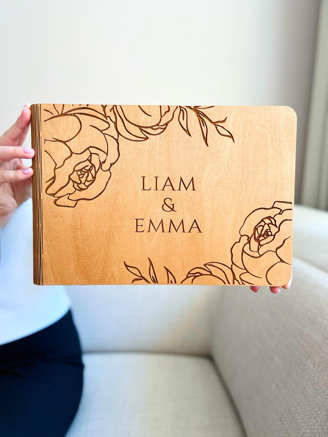 Wedding Guest Book | Wooden Personalized Photo Album | Polaroid Guest ...