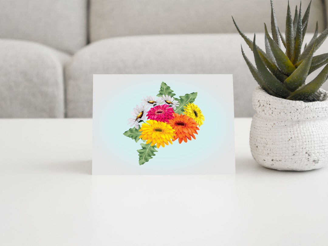 Gerber Daisies Bouquet Blank A2 Printable Note Card - Etsy