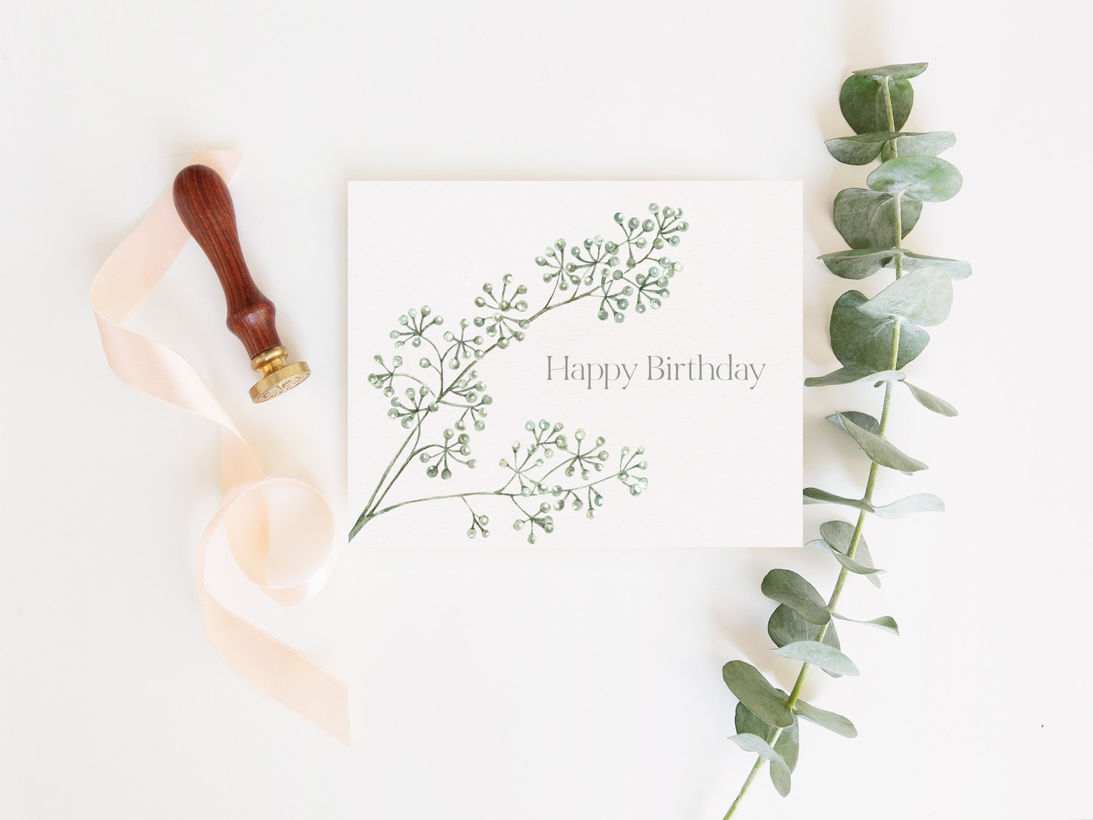 Eucalyptus Happy Birthday Card - Etsy