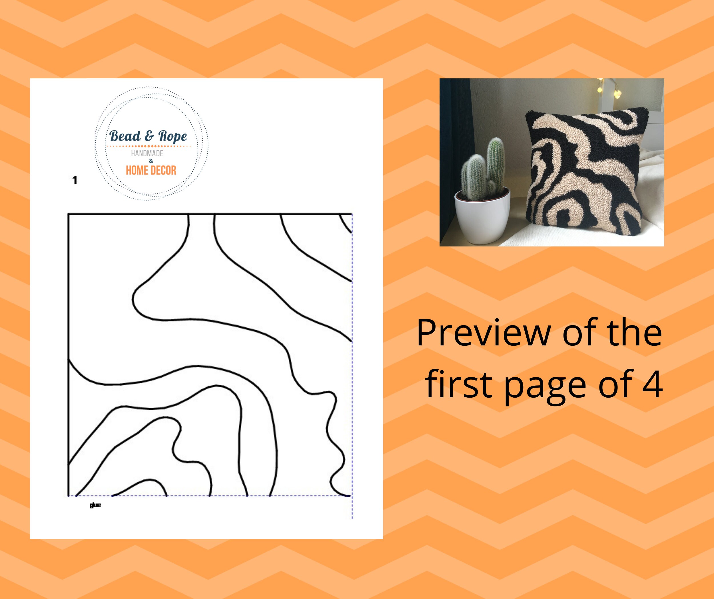 Digital Punch Needle Pattern Abstract Pillow - Etsy